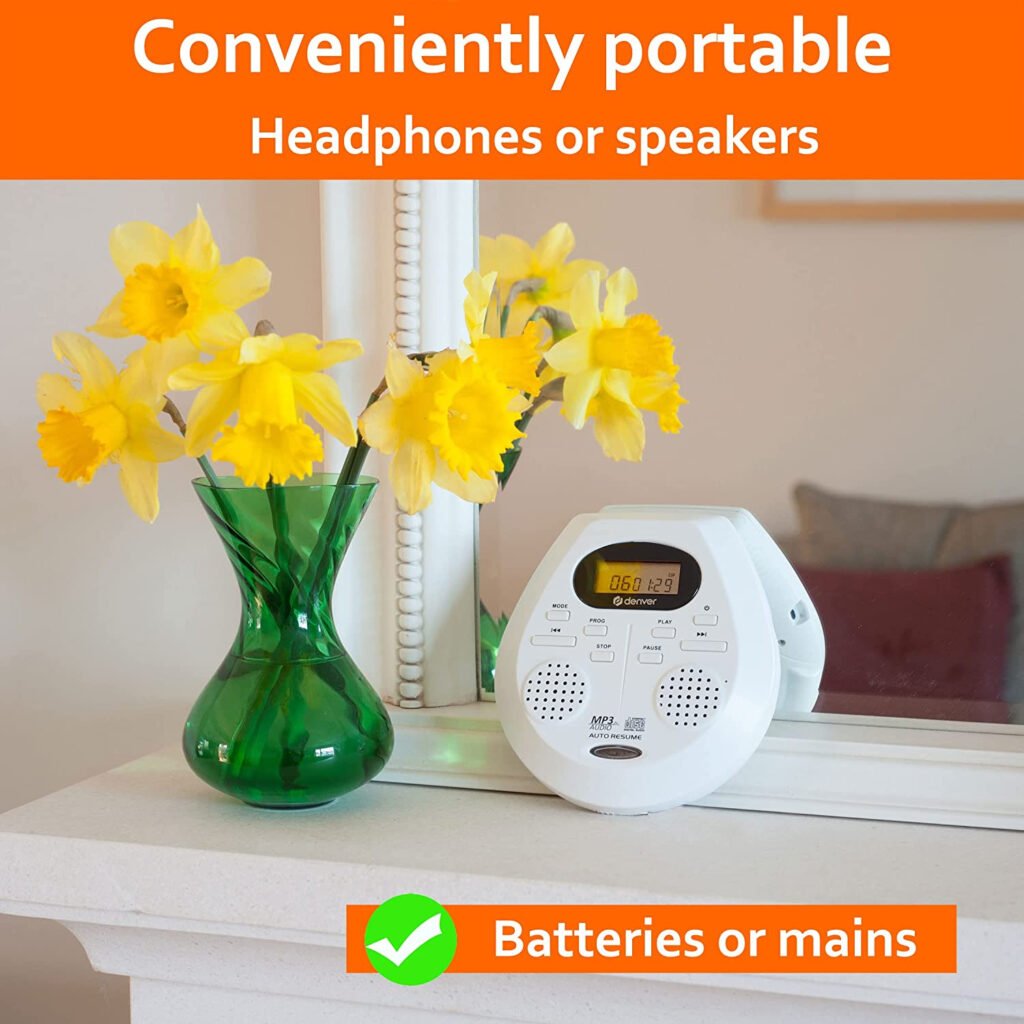 Denver DMP-395 Portable CD Player With Speakers – MP3 & Audio Book ...