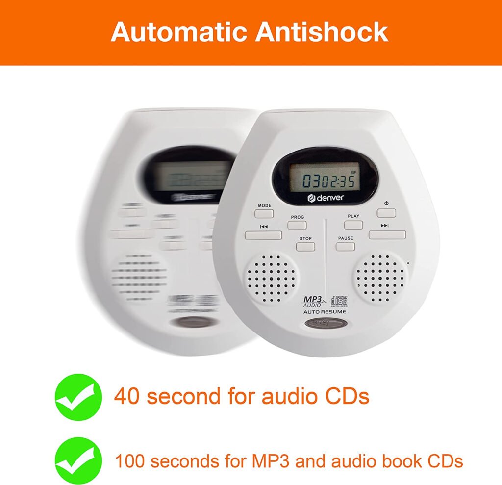Denver DMP-395 Portable CD Player With Speakers – MP3 & Audio Book ...