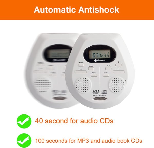Denver DMP-395 Portable CD Player With Speakers – MP3 & Audio Book ...